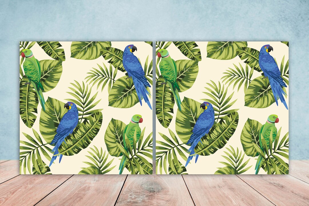 Parrot Ceramic Tiles: Tropical Bird Wall Art Decor, 6x6 Inches (set of ...