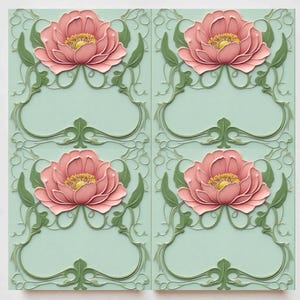 Art Nouveau Flower Ceramic Tile - Rose Wall Decor Kitchen Backsplash ...