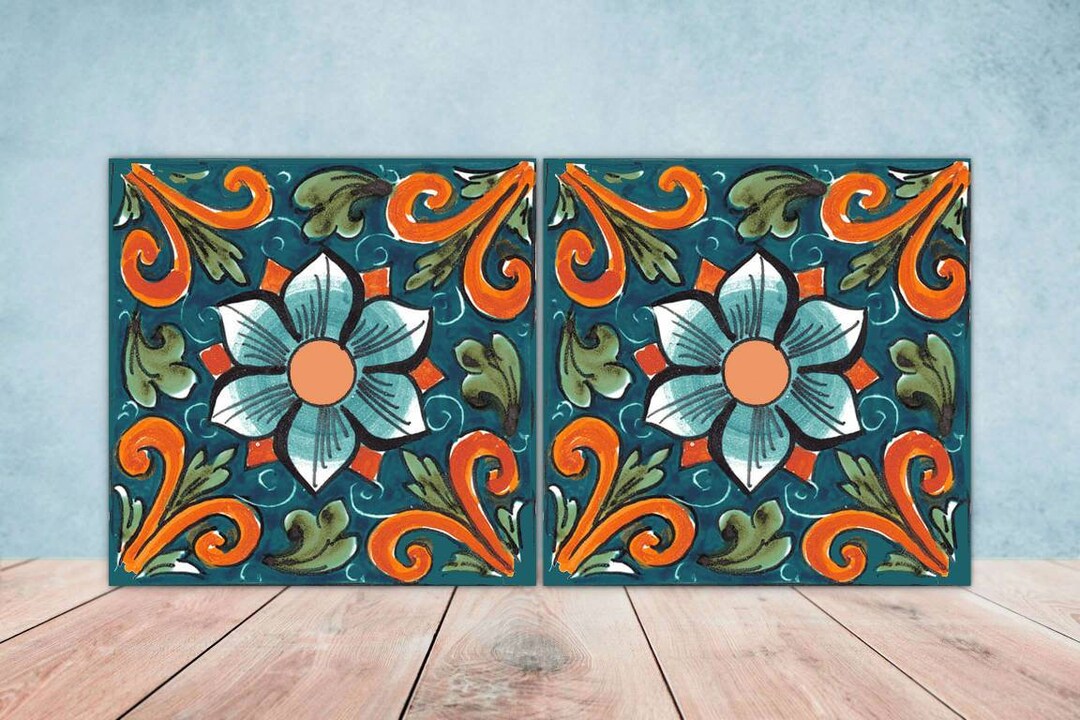 Italian Majolica Tiles Set of 2 Italian Wall Decor Tiles Kitchen ...