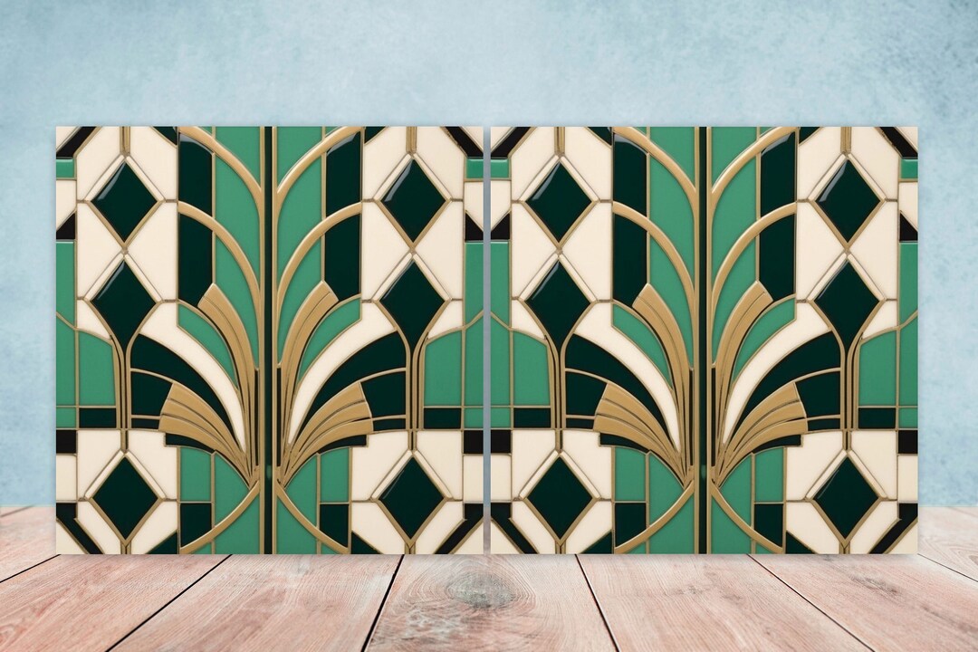 Art Deco Ceramic Tiles Geometric Wall Decor Kitchen Backsplash Set