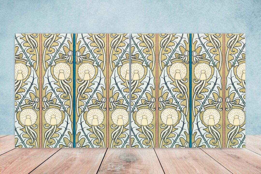 Art Nouveau Dandelions Flower Ceramic Tile Décor -set of Wall Décor ...