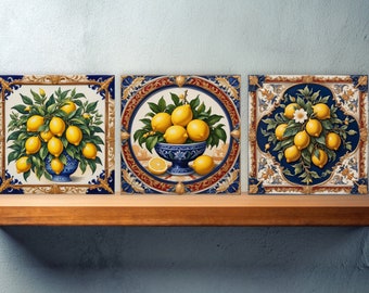 Italian Majolica Tiles Set of 2 Italian Wall Decor Tiles Kitchen ...