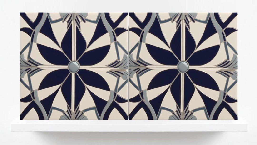 Art Deco Tile Backsplash - Set of 2 Retro Wall Decor Geometric Tiles ...