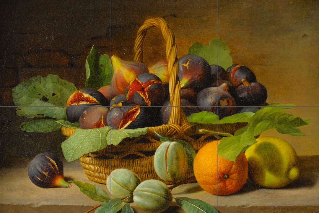 Tile Mural/mosaic Ceramic Panel of William Hammer Still Life of Figs ...
