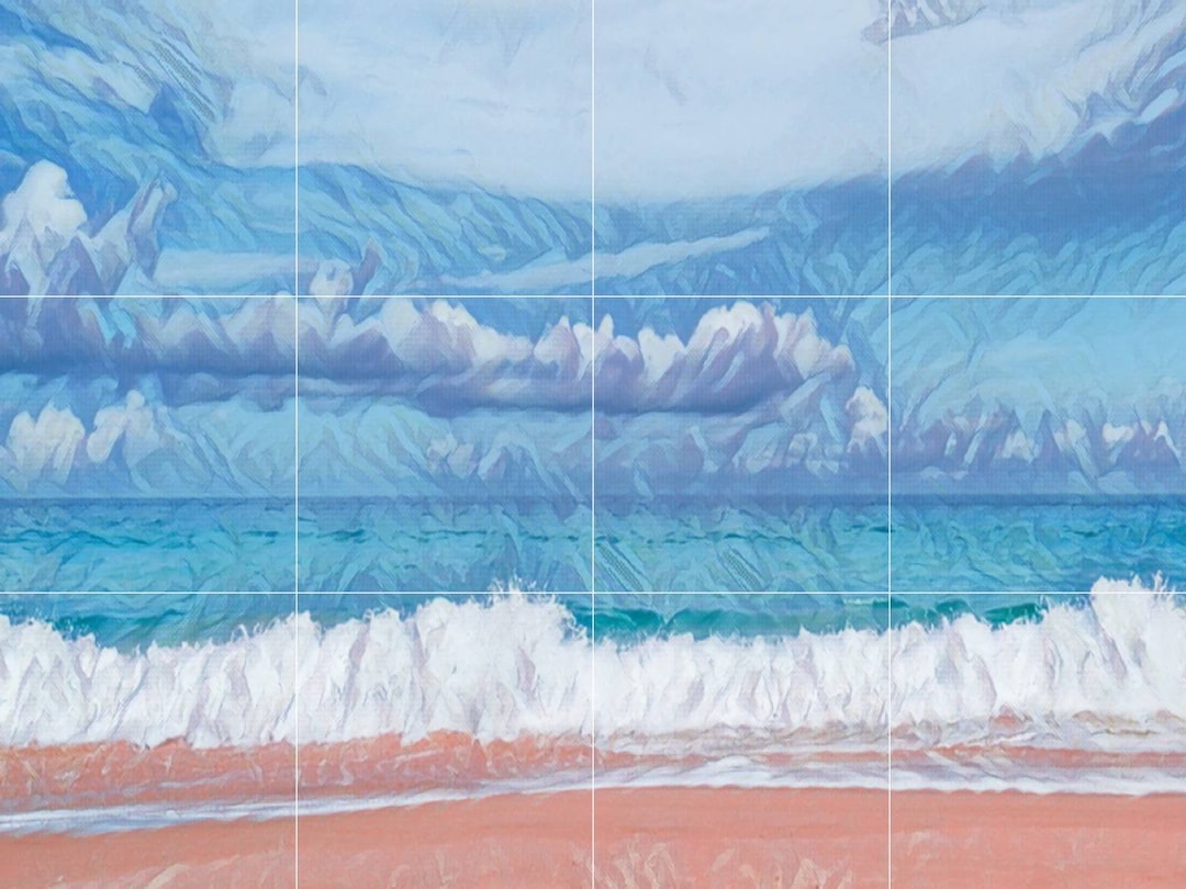 Tile Mural/mosaic Ceramic Panel of Ocean Waves - Beach Mural - Ocean ...