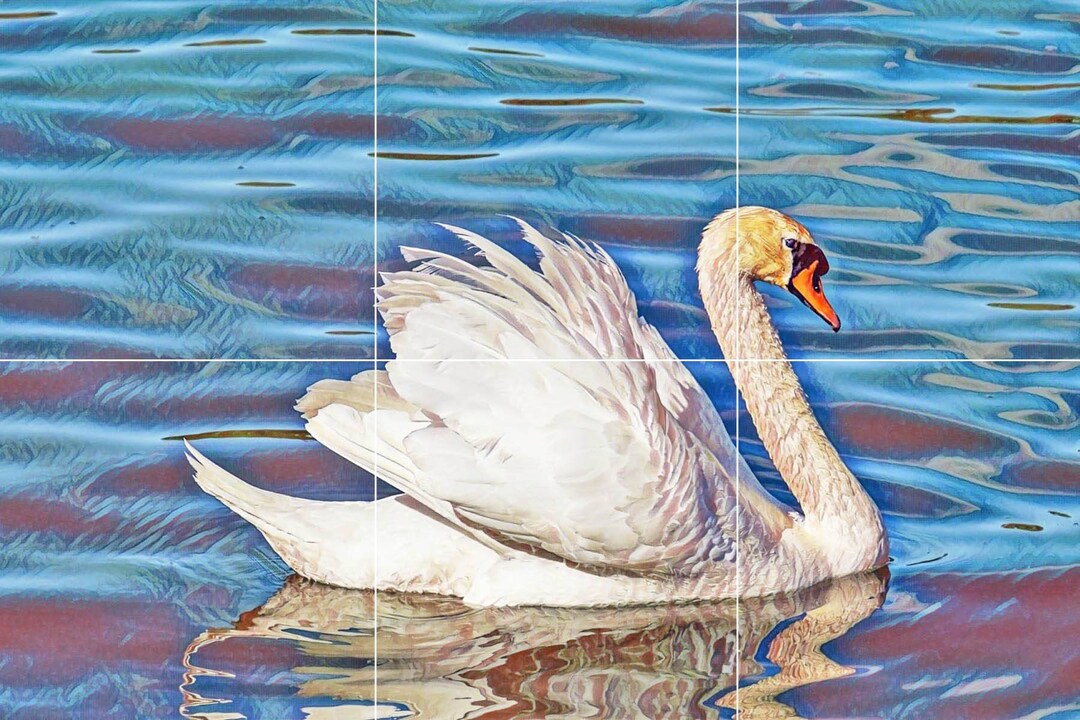 Tile Mural/mosaic Ceramic Panel of Swan - Bird Mural - Swans Wall Decor ...