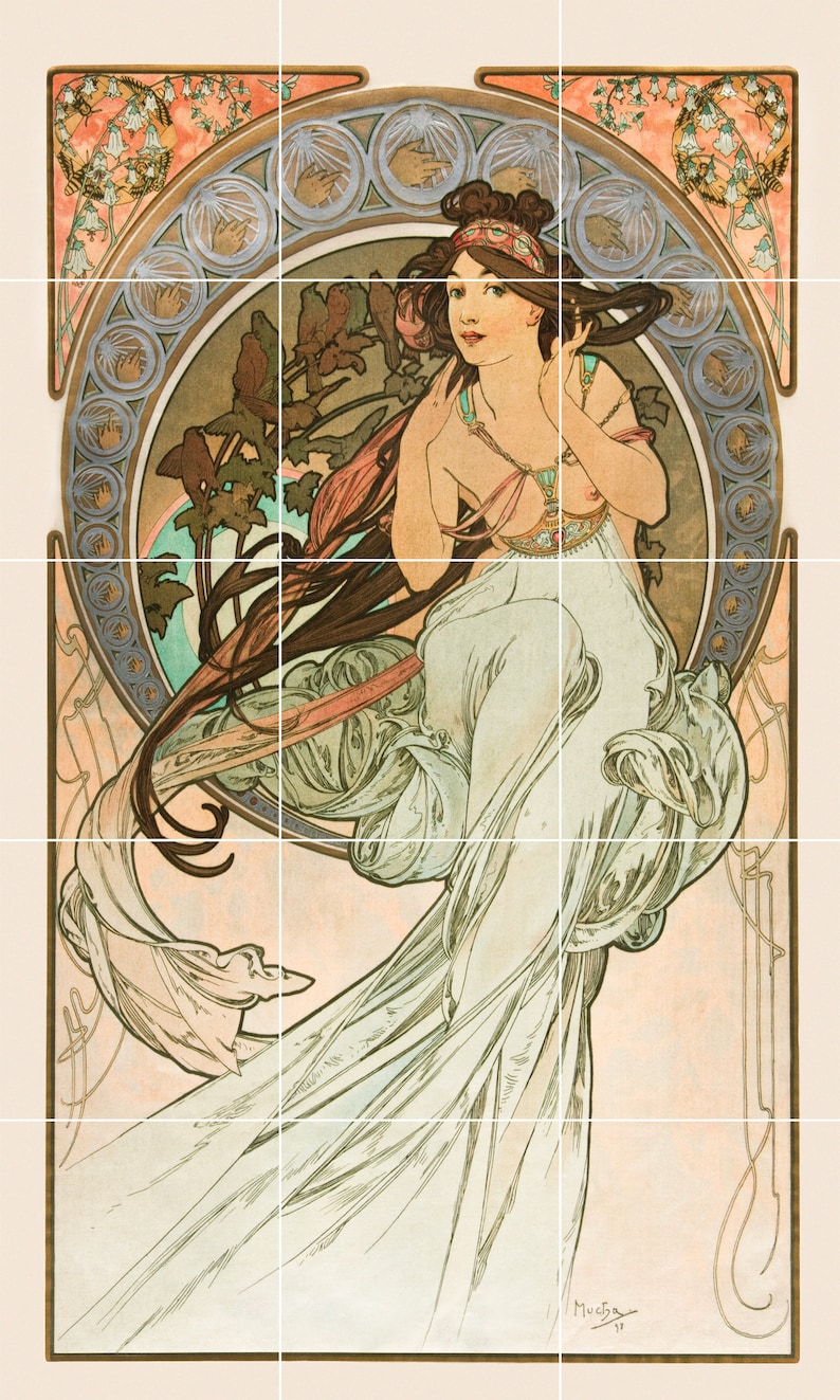 Tile Mural/mosaic Ceramic Panel of Alphonse Mucha Alphonse - Etsy