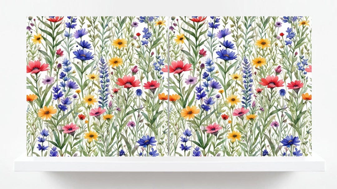 Wildflower Ceramic Tile Set: Botanical Kitchen Backsplash, Shower Wall ...