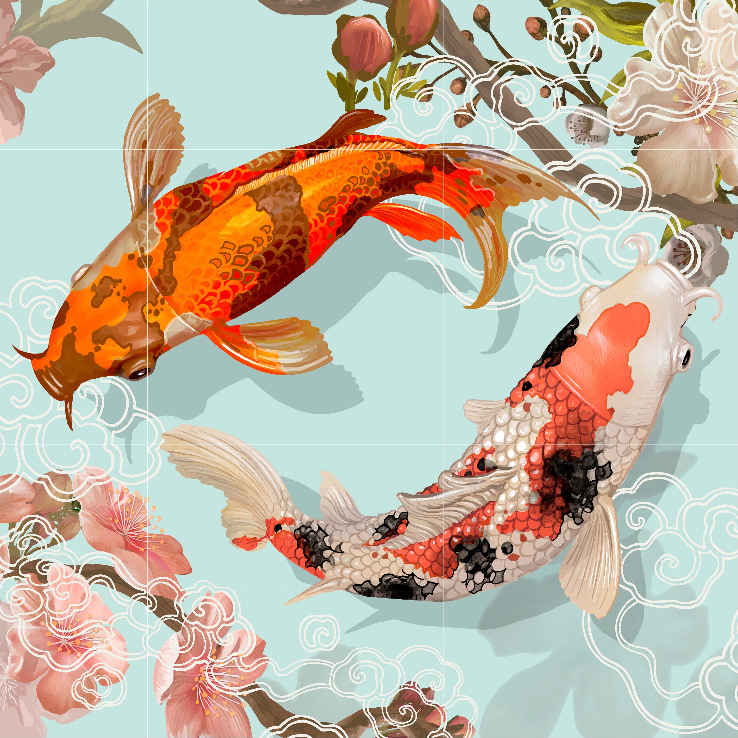 Koi Fish Mosaic Patterns Printable