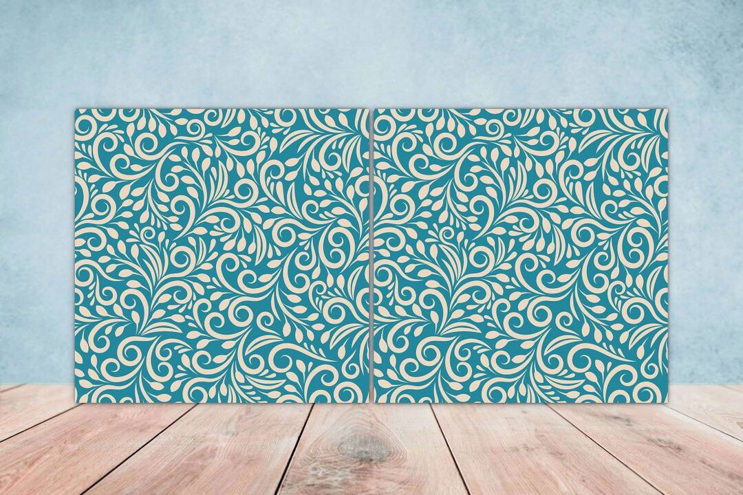 Floral Leaf Tiles Flower Design Set of 2 Flowers Leaves Wall Decor ...