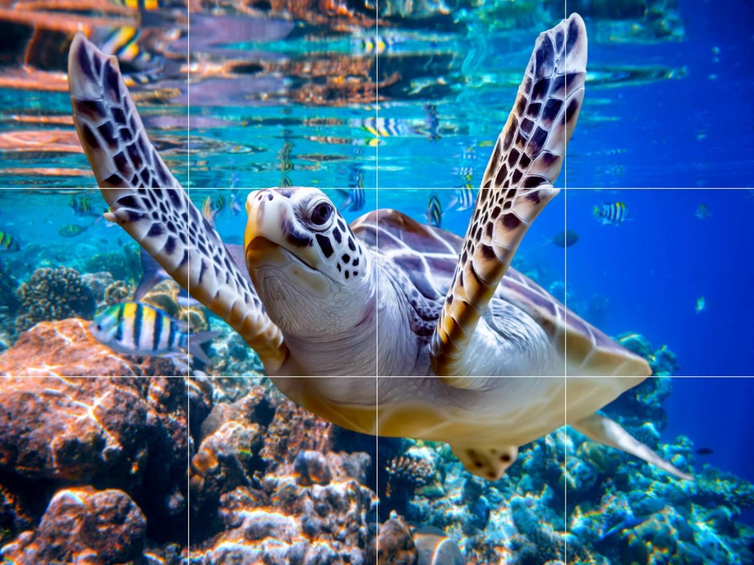 Sea Turtle Tile Mural: Ocean Undersea Ceramic Panel - Etsy