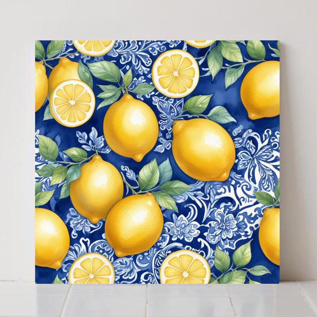 Lemon Majolica Tiles: Italian Ceramic Wall Decor, Set of 2 - Etsy