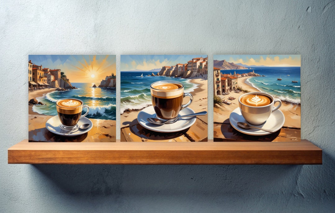 Italian Majolica Espresso Coffee Tiles - Set of 3 Italian Wall Decor ...