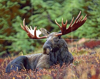 Moose Tile Wall Art - Etsy