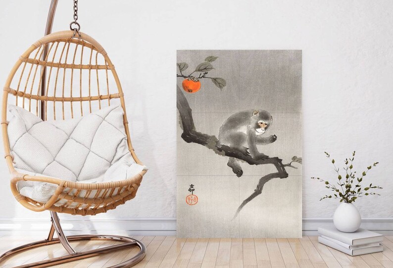 Ohara Koson Monkey Tile Mural: Japanese Art Ceramic Panel - Etsy
