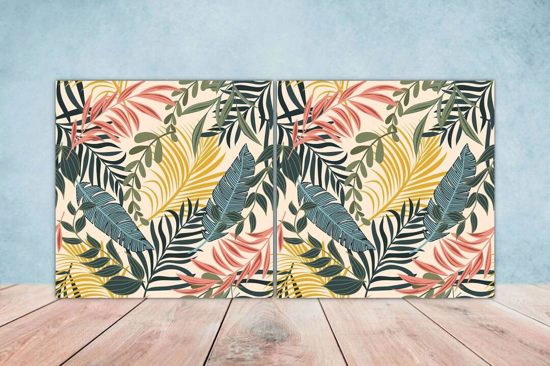 Tropical Design Ceramic Tiles - Set of 2 Tropical Design Wall Decor ...