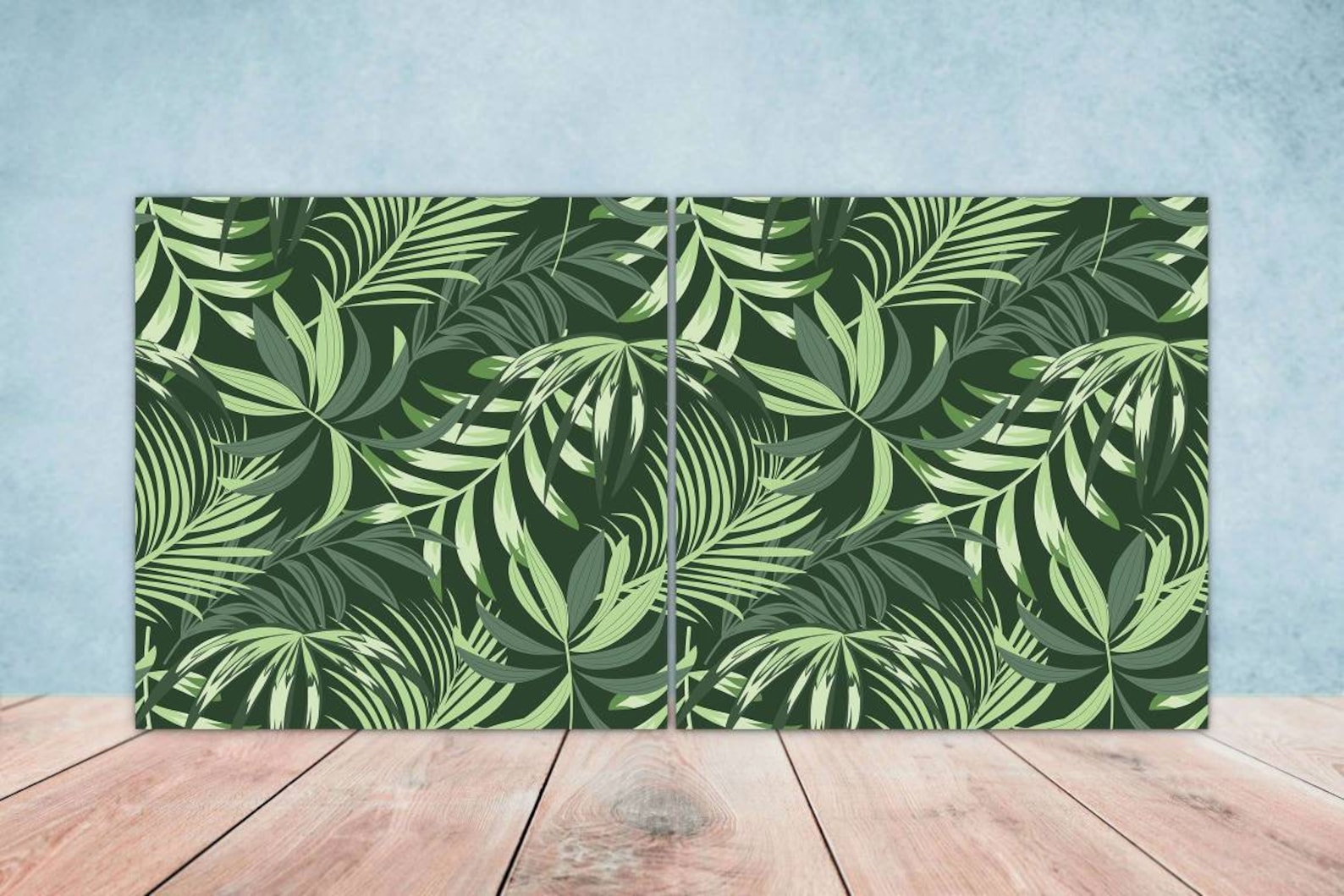 Tropical Leaf Tiles Design Set of 2 Botanical Wall Decor - Etsy