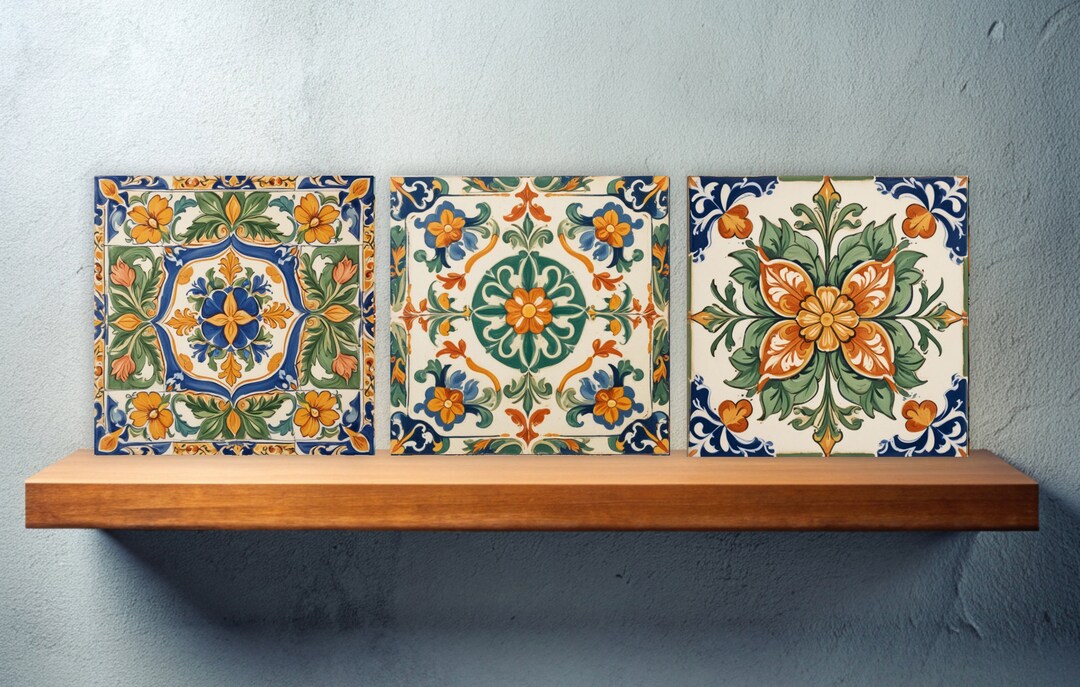 Sicilian Ceramic Tiles - Set of 3 - Mediterranean Wall Decor - Etsy