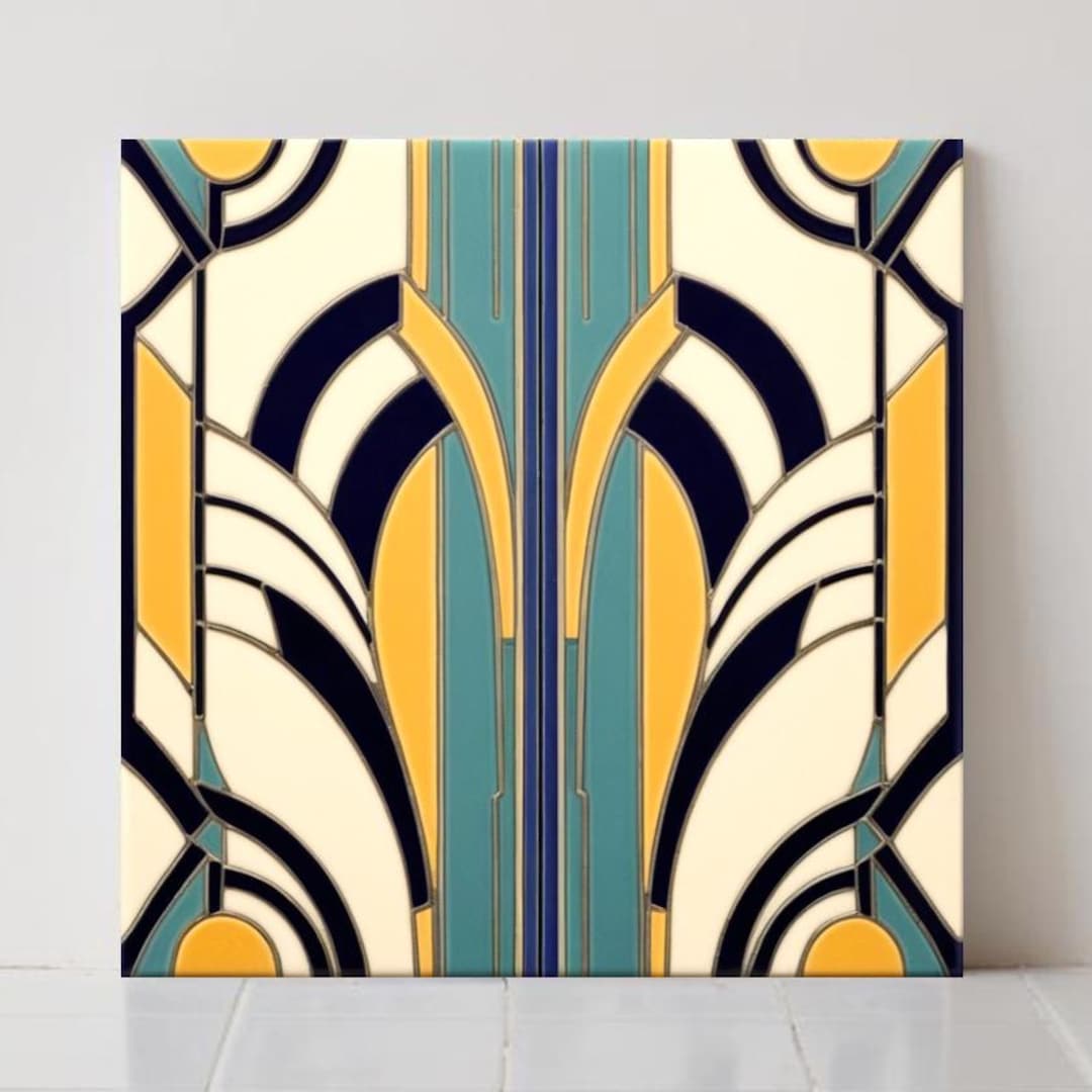 Art Deco Ceramic Tile: Geometric Pattern Wall Decor Retro Shower ...