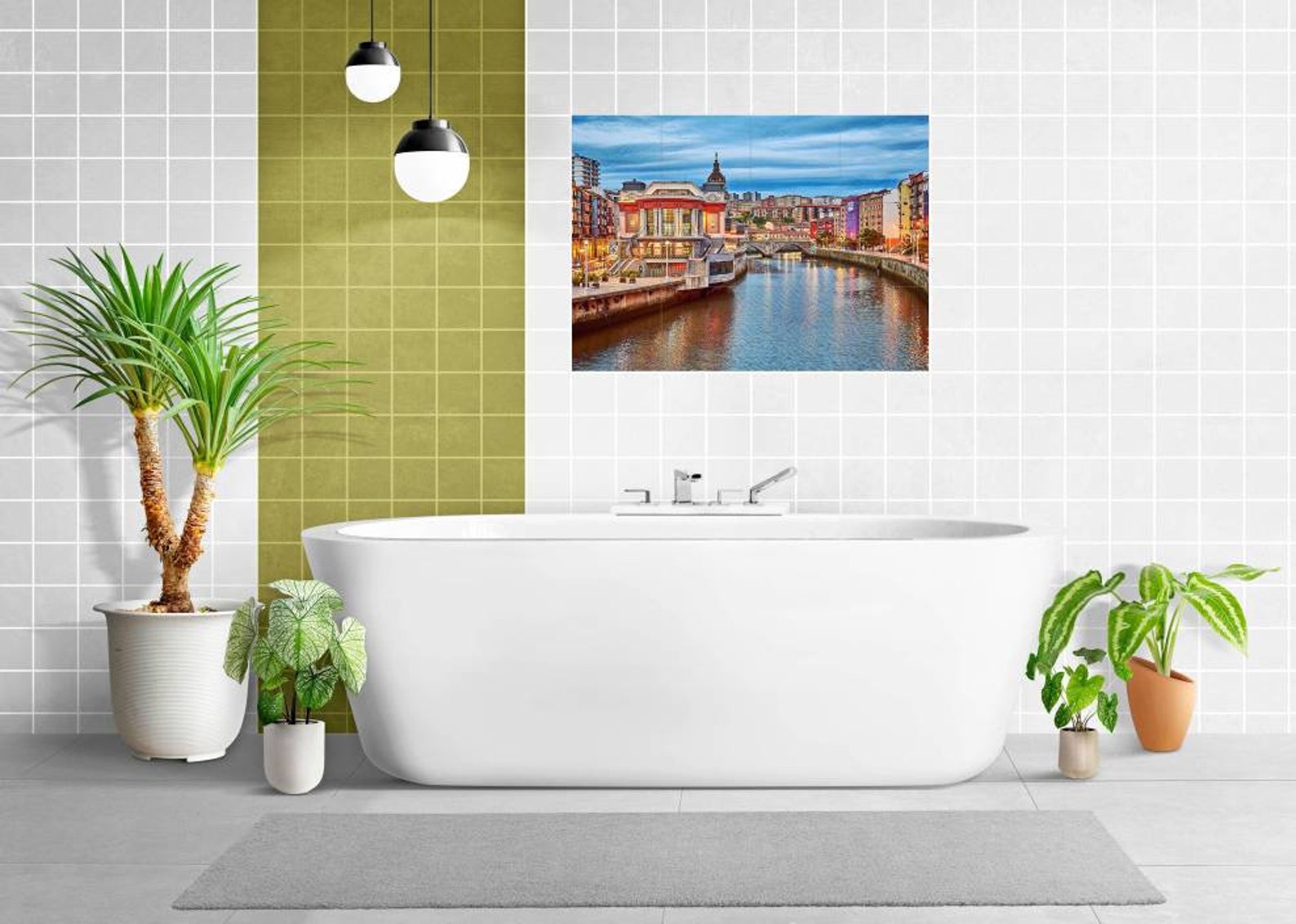 Bilbao Spain Tile Mural: Gloss Ceramic Mosaic Wall Art - Etsy