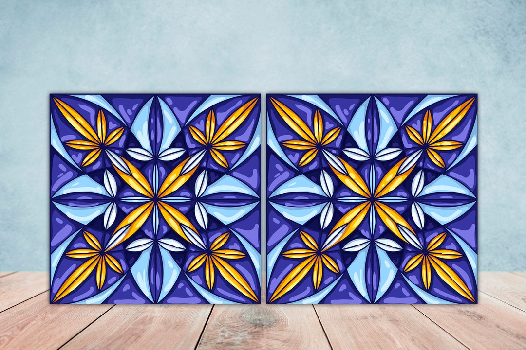 Italian Majolica Ceramic Tiles Set of 2 Italian Wall Decor Ceramic ...