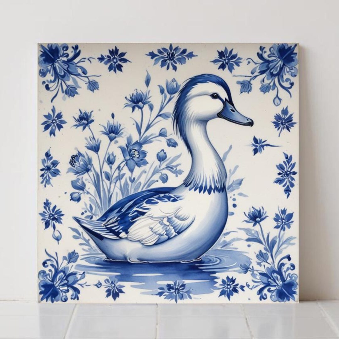 Delft Blue Tile : Dutch Bird Ceramic Duck Wall Art Kitchen Backsplash ...