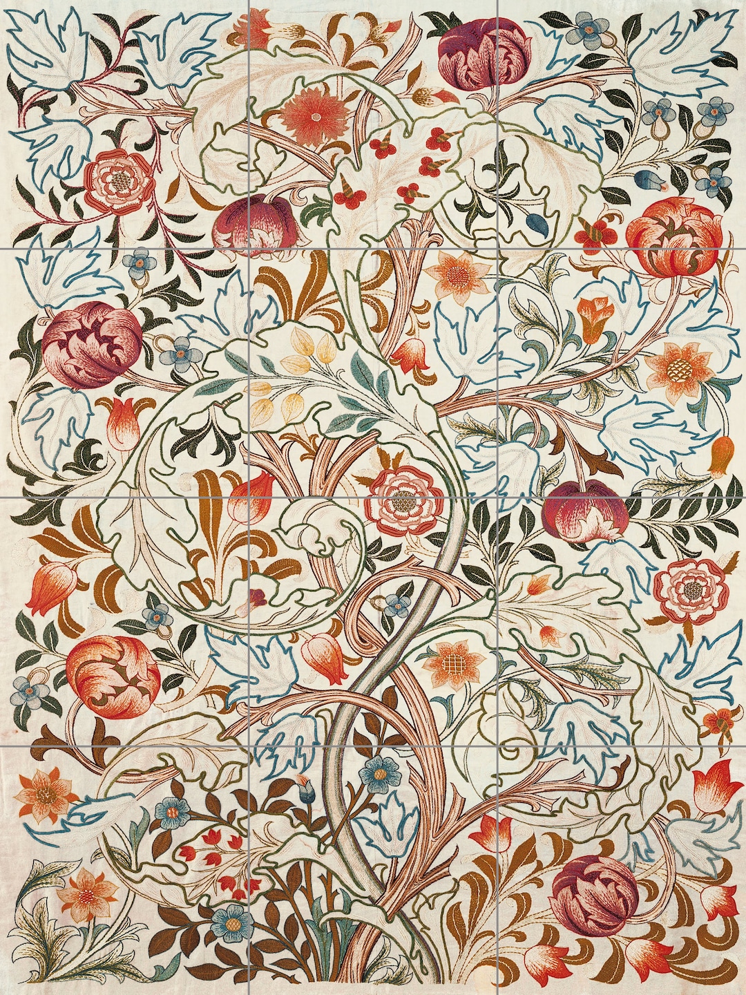 William Morris Acanthus Tile Mural: Floral Ceramic Mosaic Panel - Etsy UK