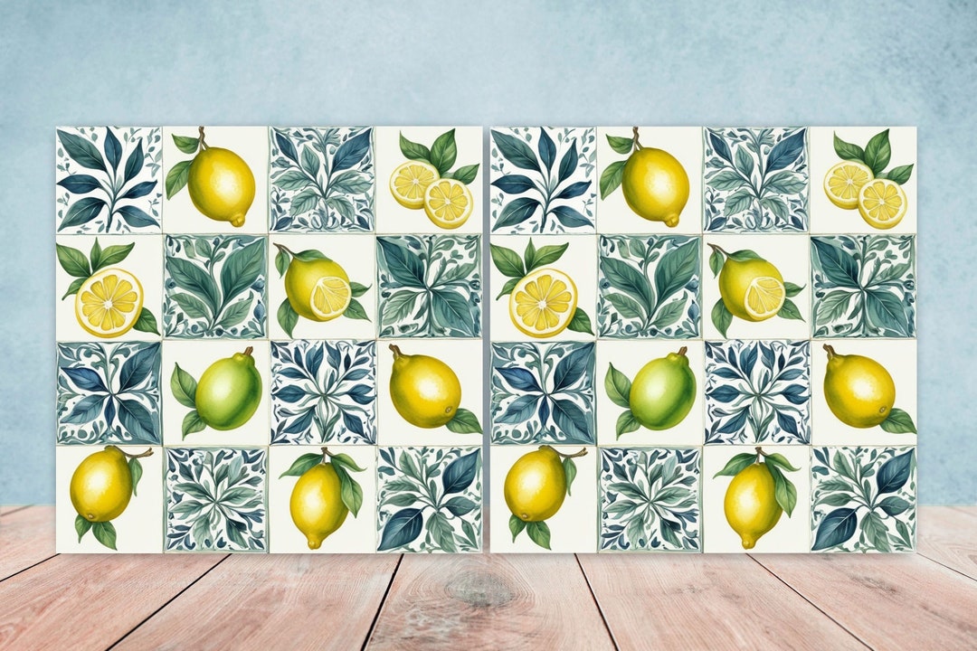 Italian Majolica Lemon Tiles - Set of 2 Italian Wall Decor Tiles ...