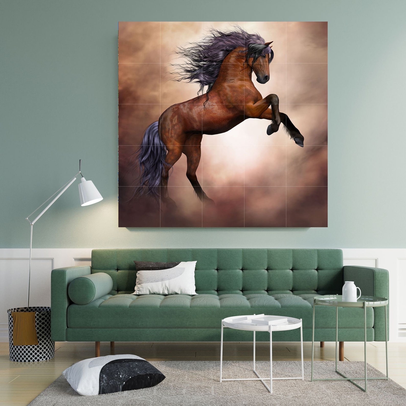 Horse Tile Mural: Countryside Ceramic Panel Wall Art - Etsy