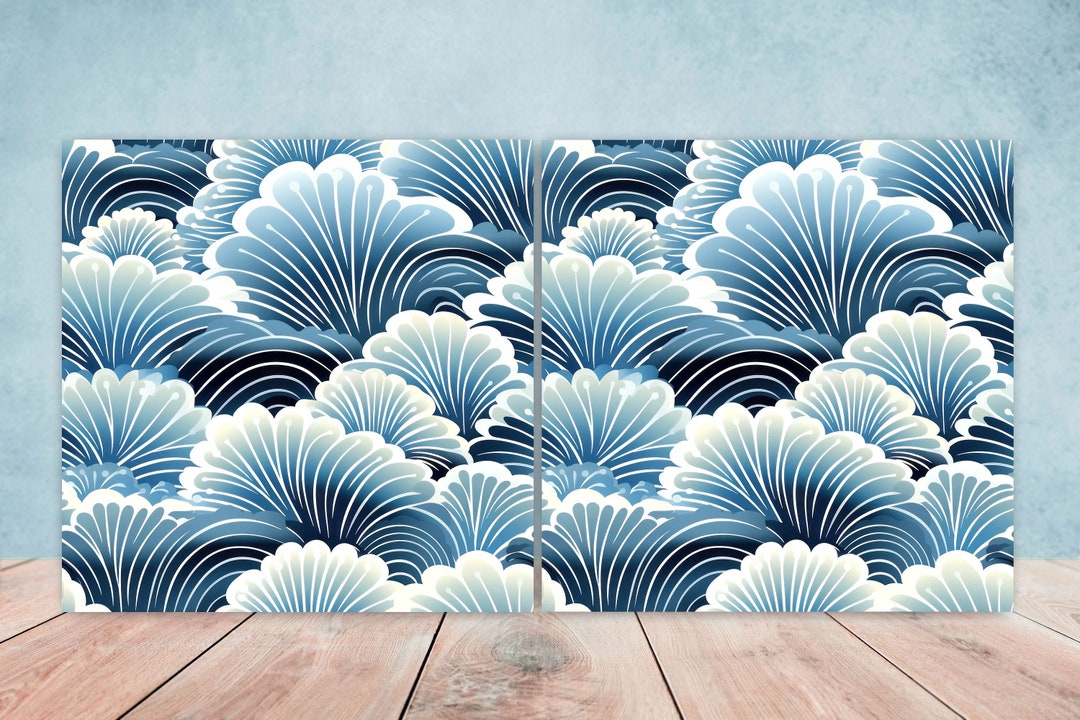 Japanese Ceramic Tiles - Japanese Pattern -set of 2 Wall Decor Tiles ...