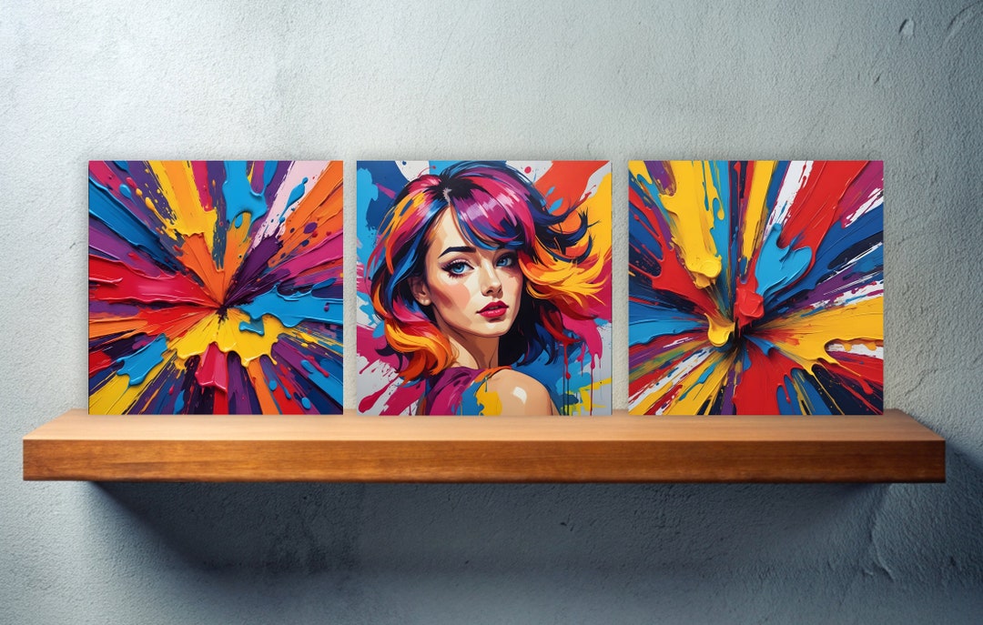 Pop Art Ceramic Tiles - Set of 3 Ceramic Wall Decor Tiles - Pop Art ...