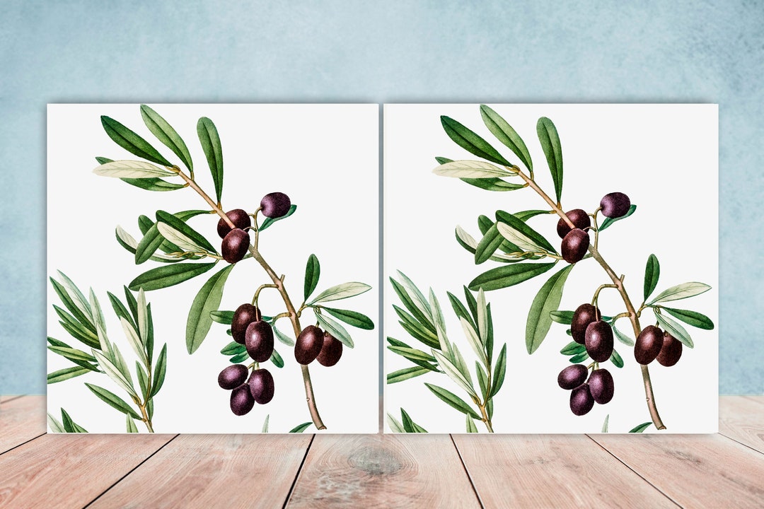 Olives Tree Design Tile Olive Tree - Set of 2 Decorative Ceramic Tiles ...