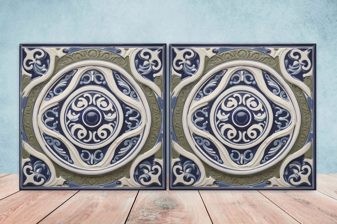 Set of 2 Handmade Greek Ceramic Tiles: Mediterranean Wall Decor - Etsy