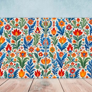 Set of 2 Mexican Ceramic Floral Tiles: Folk Art Wall Decor - Etsy