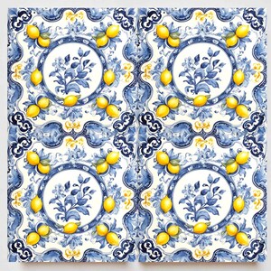 Italian Majolica Lemon Ceramic Tiles: Mediterranean Kitchen Decor, Set ...