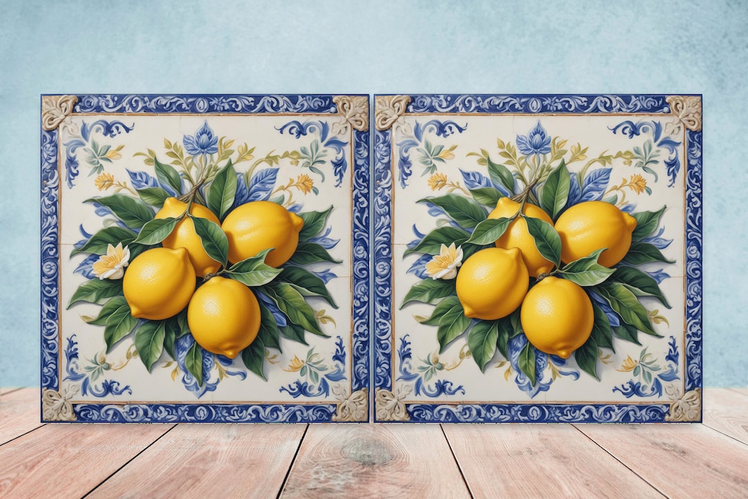 Italian Majolica Lemon Tiles: Mediterranean Kitchen Backsplash Bath ...