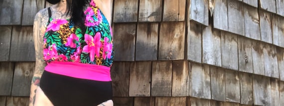 Vintage Swimsuit 80s Swim Summer Bathing Sui… Gem