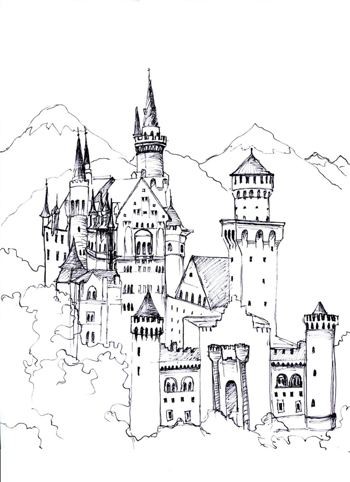 Castle Coloring Page - You Download and Print and Color! - Etsy