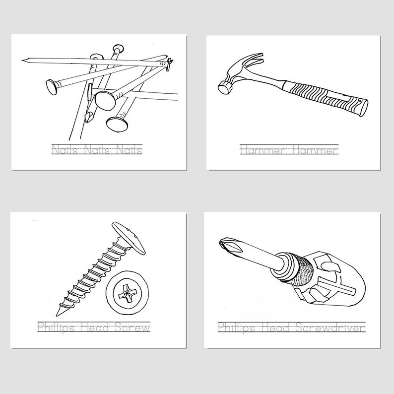 Tools Coloring Book 12 Pages - Etsy