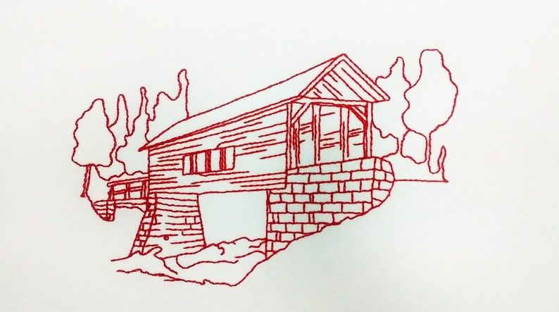 Redwork Covered Bridges Collection - Etsy