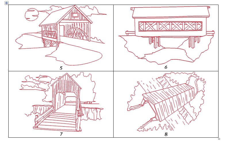 Redwork Covered Bridges Collection - Etsy