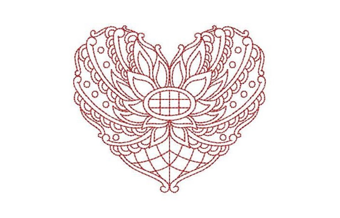 Belles Hearts Redwork, Heart 10,redwork - Etsy