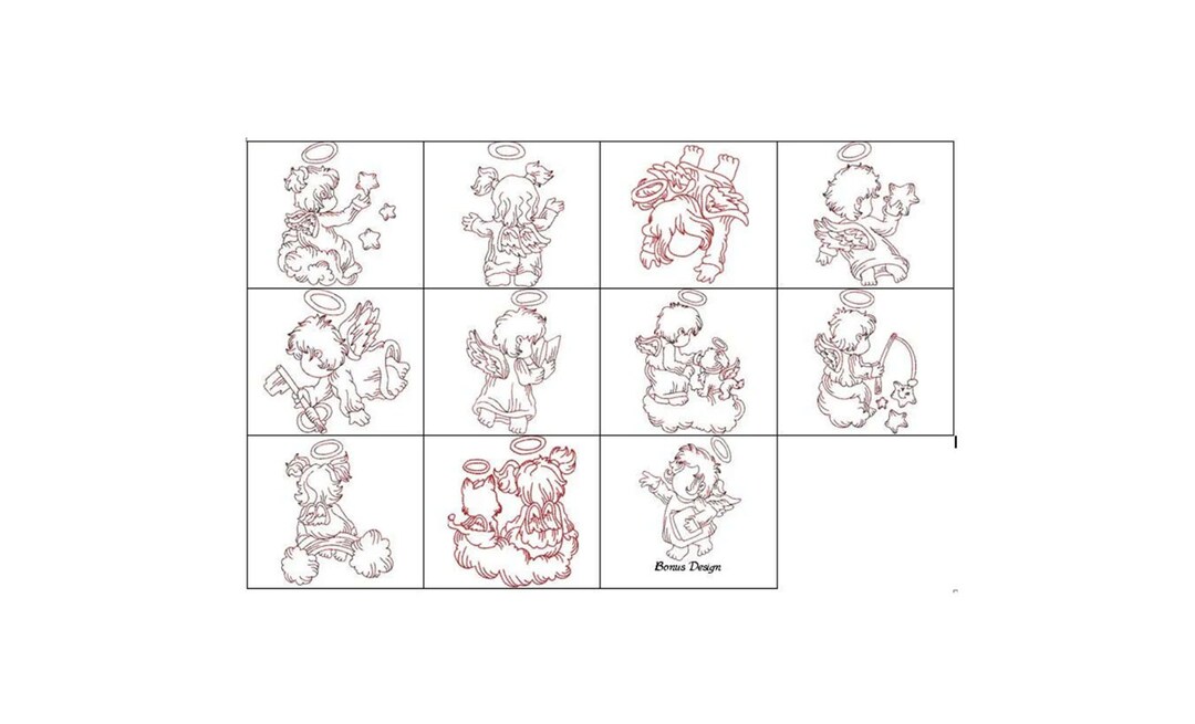 Redwork Little Angels Collection Plus Bonus Design - Etsy