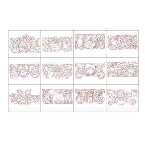Christmas Redwork Borders Collection - Etsy