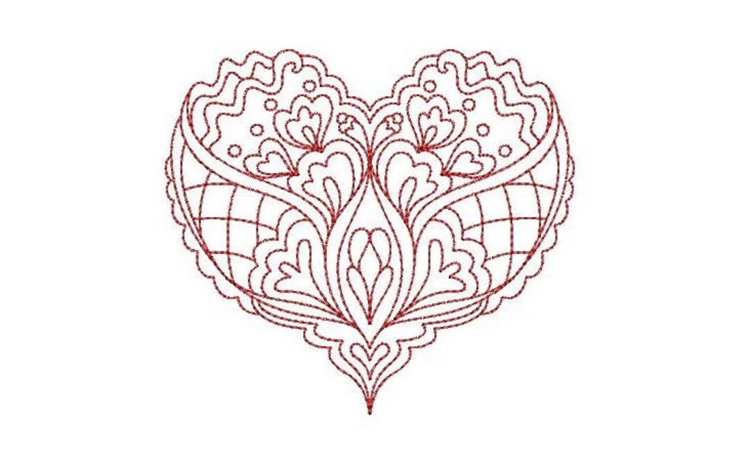 Belles Hearts Redwork, Heart 02,redwork - Etsy