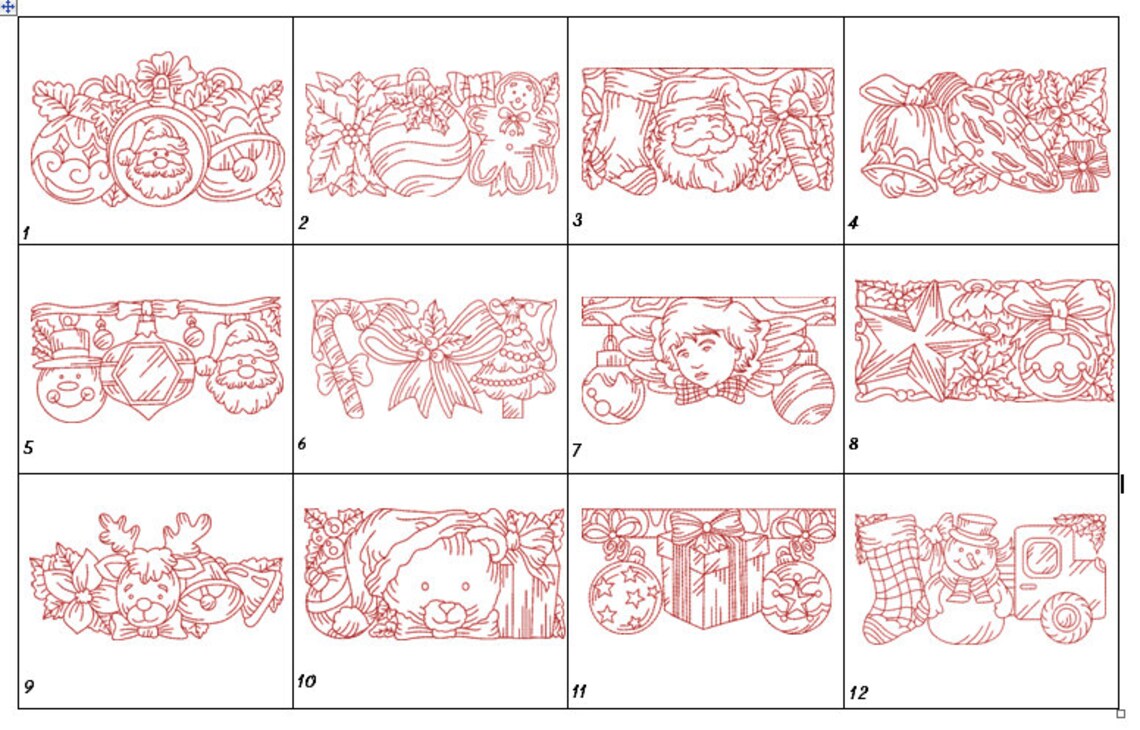 Christmas Redwork Borders Collection - Etsy