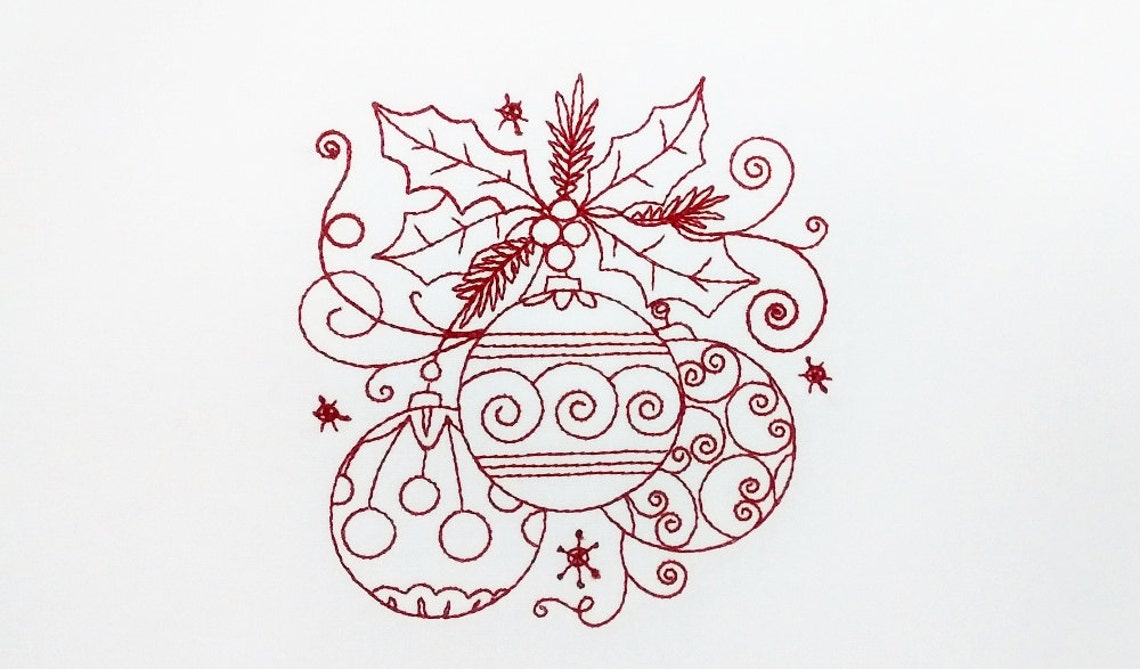 HAND EMBROIDERY Christmas Embroidery Patterns, Ornament Redwork, Christmas Deco - Etsy