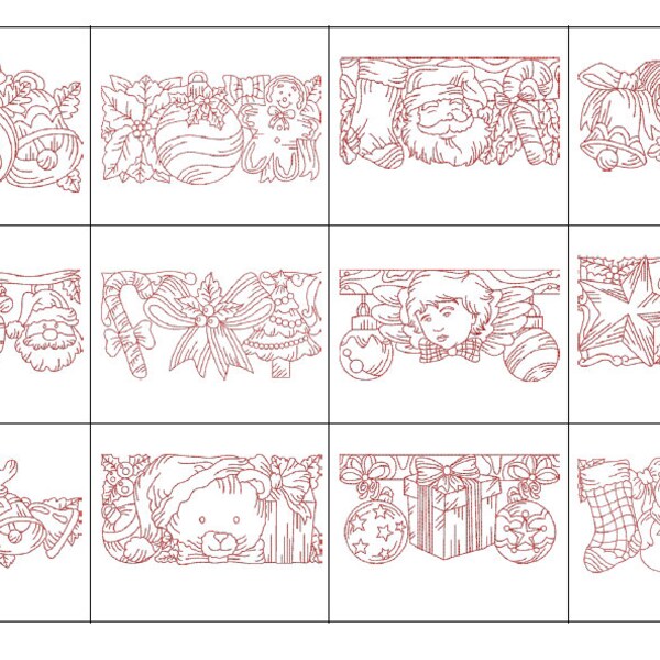 Christmas Redwork - Etsy