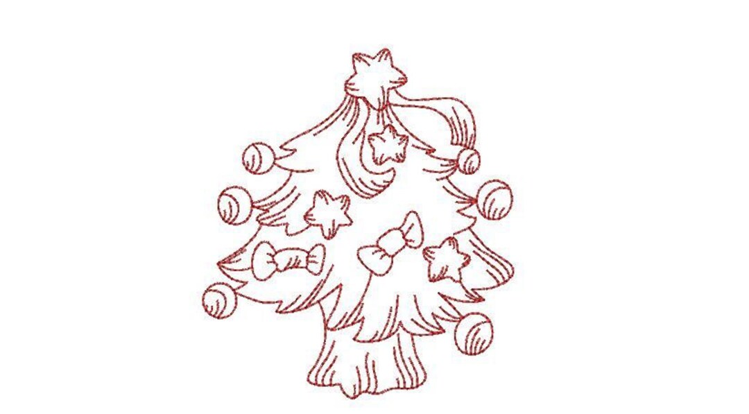 Redwork Christmas Tree,redwork,christmas,tree - Etsy