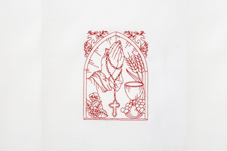 Christian Embroidery Patterns Redwork Collection Church | Etsy
